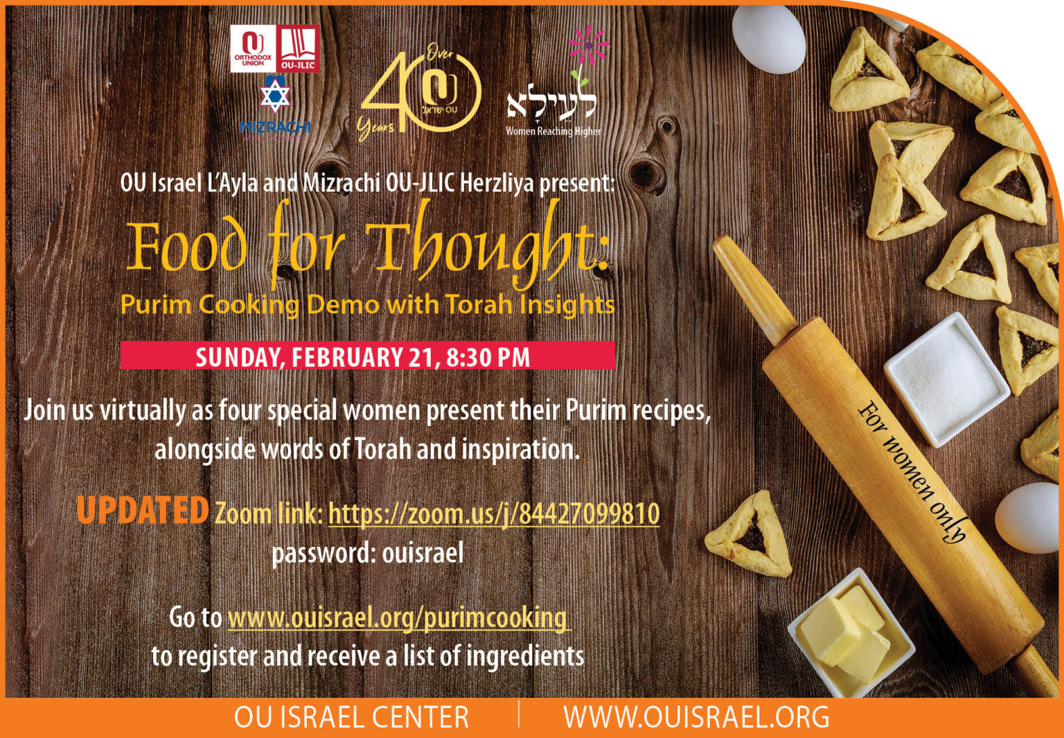 OU Israel - Food for Thought: Purim Cooking Demo with Torah Insights ...